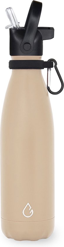Wattamula Design eco RVS drinkfles - sand - extra dop met rietje en ...