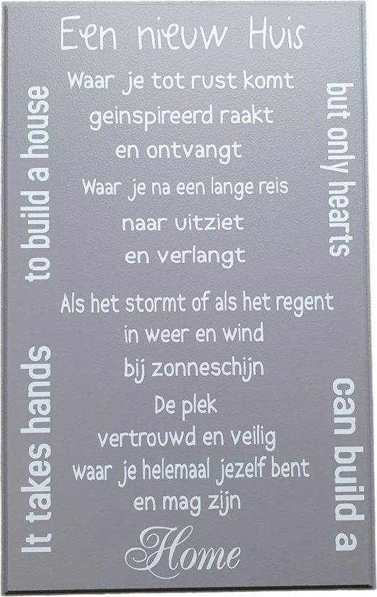 Tekstbord Nieuw Huis Housewarming Samenwonen Huisparty Wandbord ...