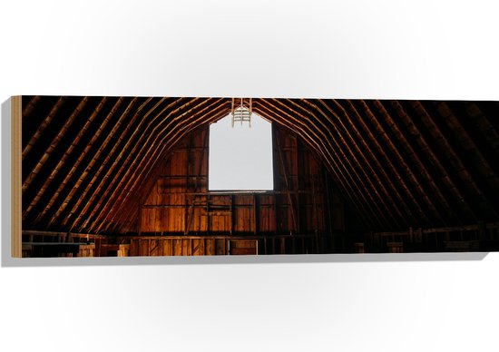 Hout - Lege Houten Stal op Boerderij - 90x30 cm - 9 mm dik - Foto op ...