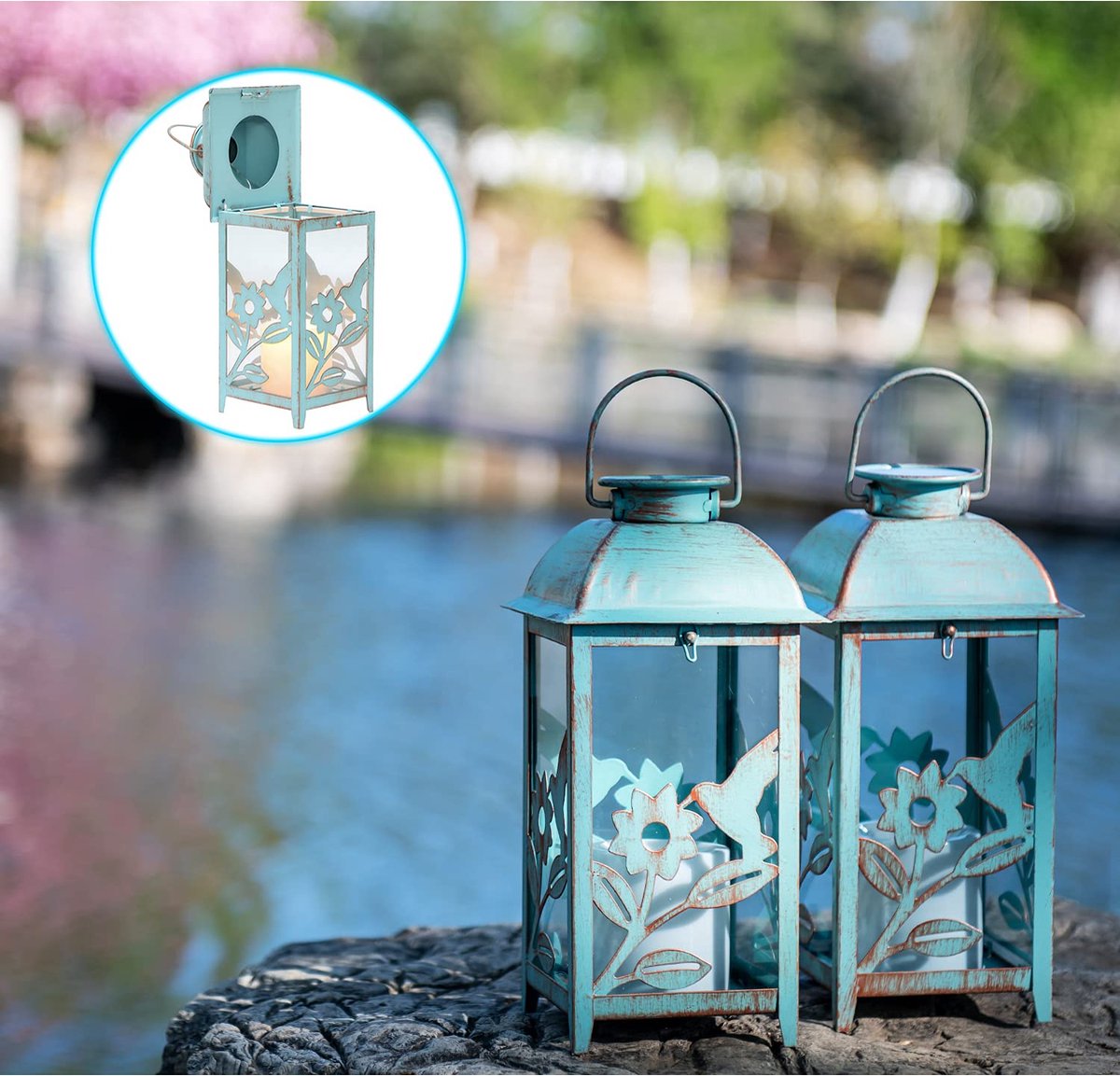 Lanternes Solar , Pack de 2 Led Deco Colibri Blue - Lampes Solar ...