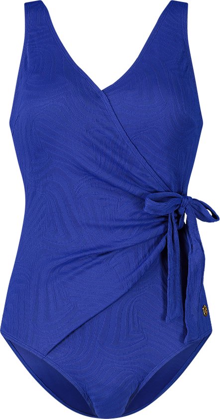 Ten Cate - V-Neck Badpak Blue Waves - maat 42 - Blauw | bol