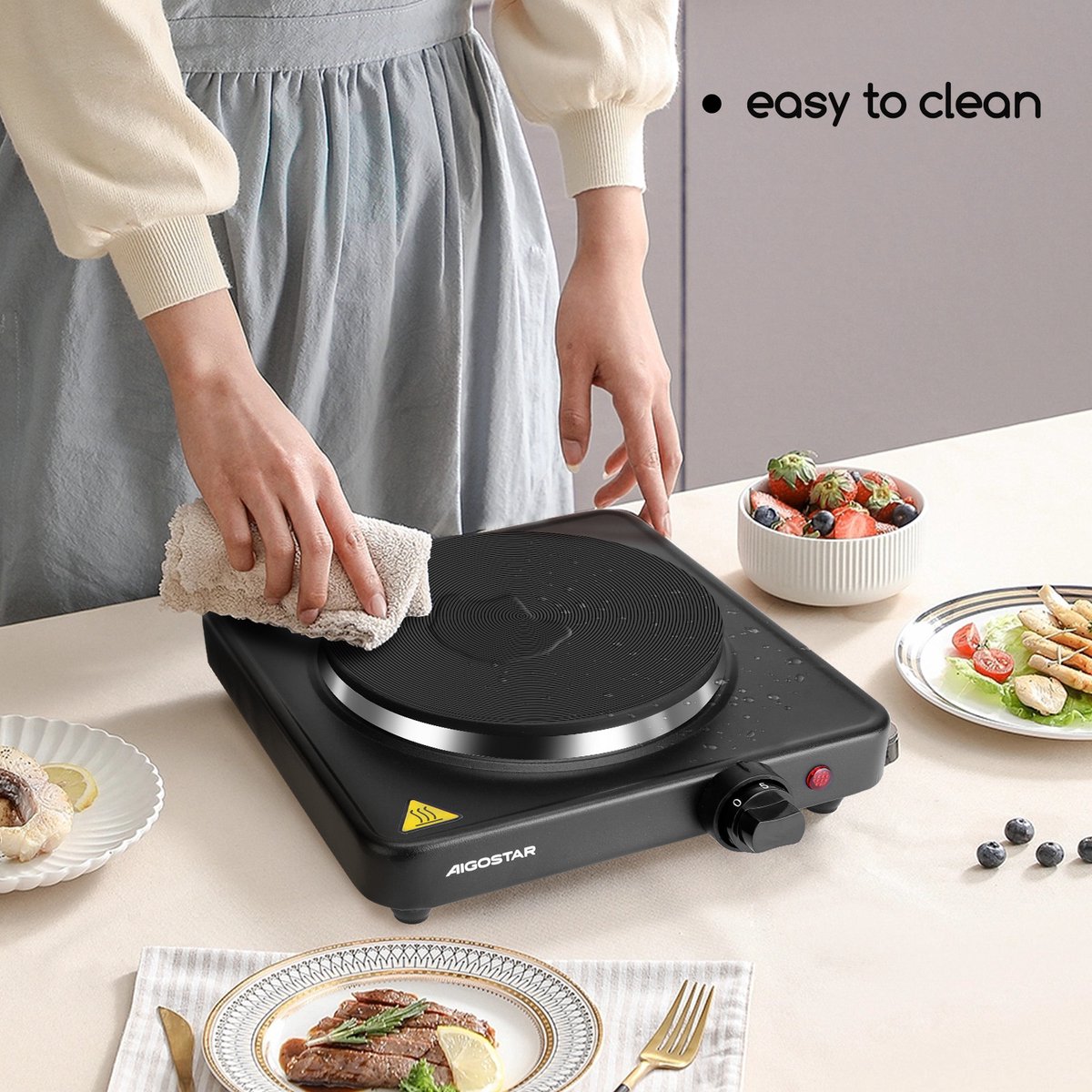 Aigostar 30A43 Gem - Electrische Kookplaat - 1500W - 1 Pits | bol.com