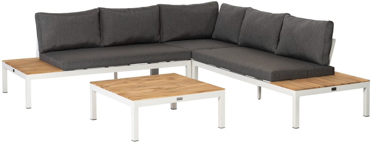 Exotan Loungeset Tuin La Vida - Teak/Metaal - Wit - 63x245x245 | bol.com