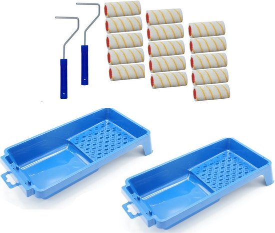 15x verfroller / vachtrollers incl 2 rollerbeugels en 2 verfbakken - 10 ...