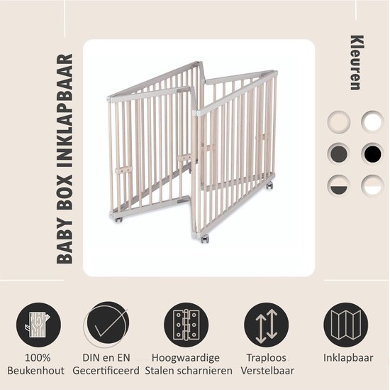 SÄMANN® inklapbare Baby box met In hoogte Verstelbare Bodem kleur wit ...