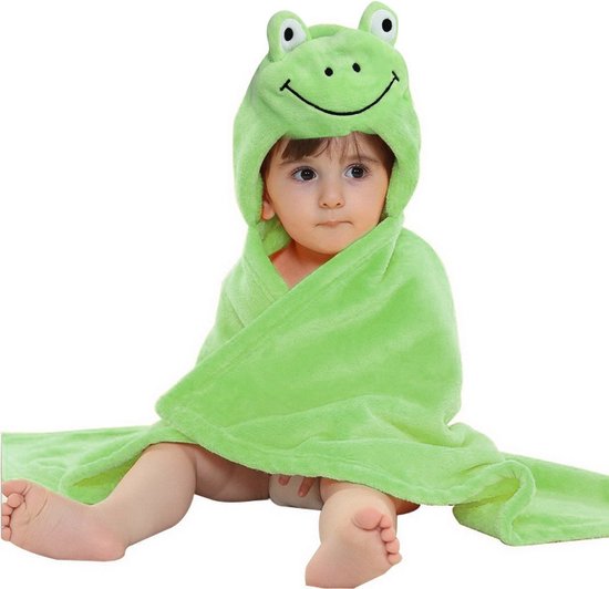 Multifunctionele Baby fleecedeken met capuchon Coole Kikker | Badcape ...