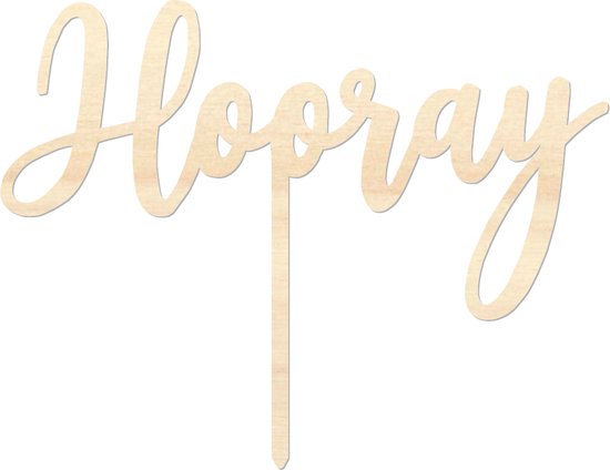 Houten caketopper / taarttopper - Hooray - Taart / Cake topper op bestelling gemaakt | bol