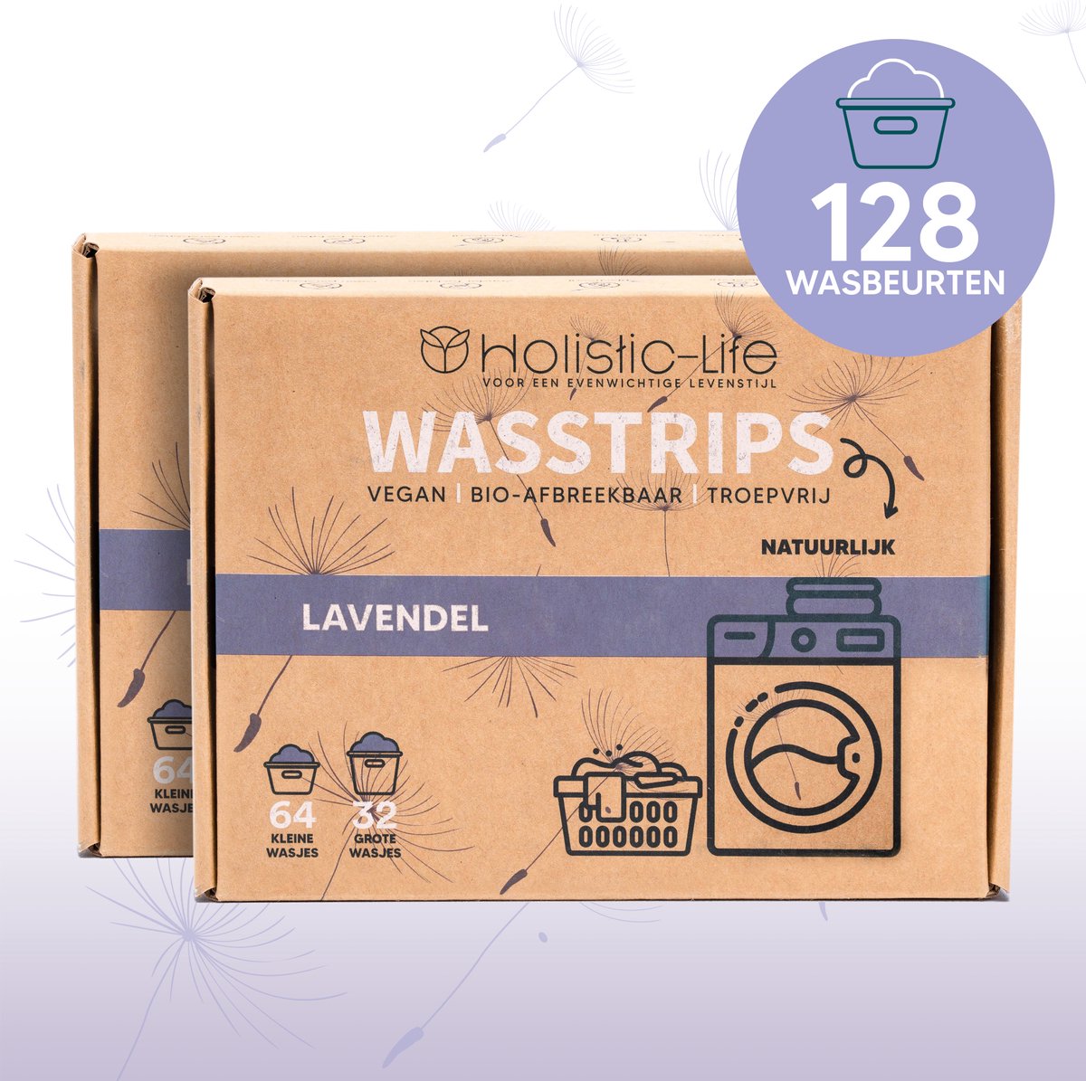Natuurlijke Wasmiddeldoekjes - Lavendel Wasstrips 128 Wasbeurten Incl ...