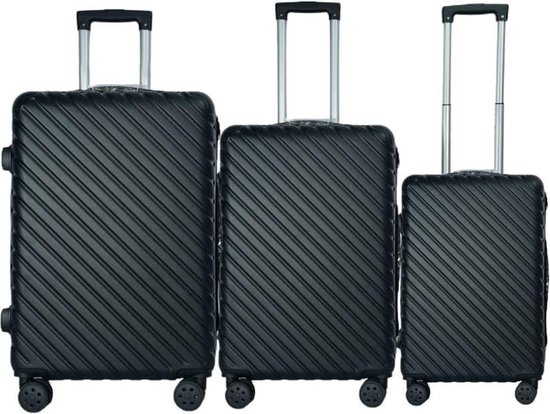 Kofferset - Zwart - 3 Delige kofferset - Trolley - Reiskoffers - 100% ...