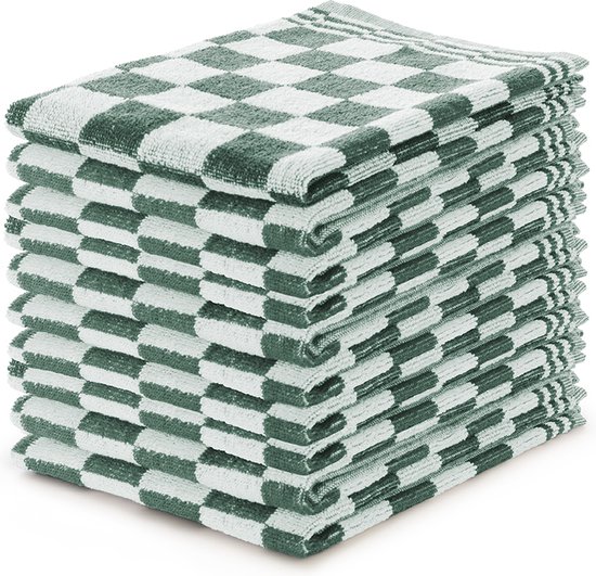 Keukendoeken Set Blok Donker Groen – 50x50 – Set van 10 – Geblokt ...