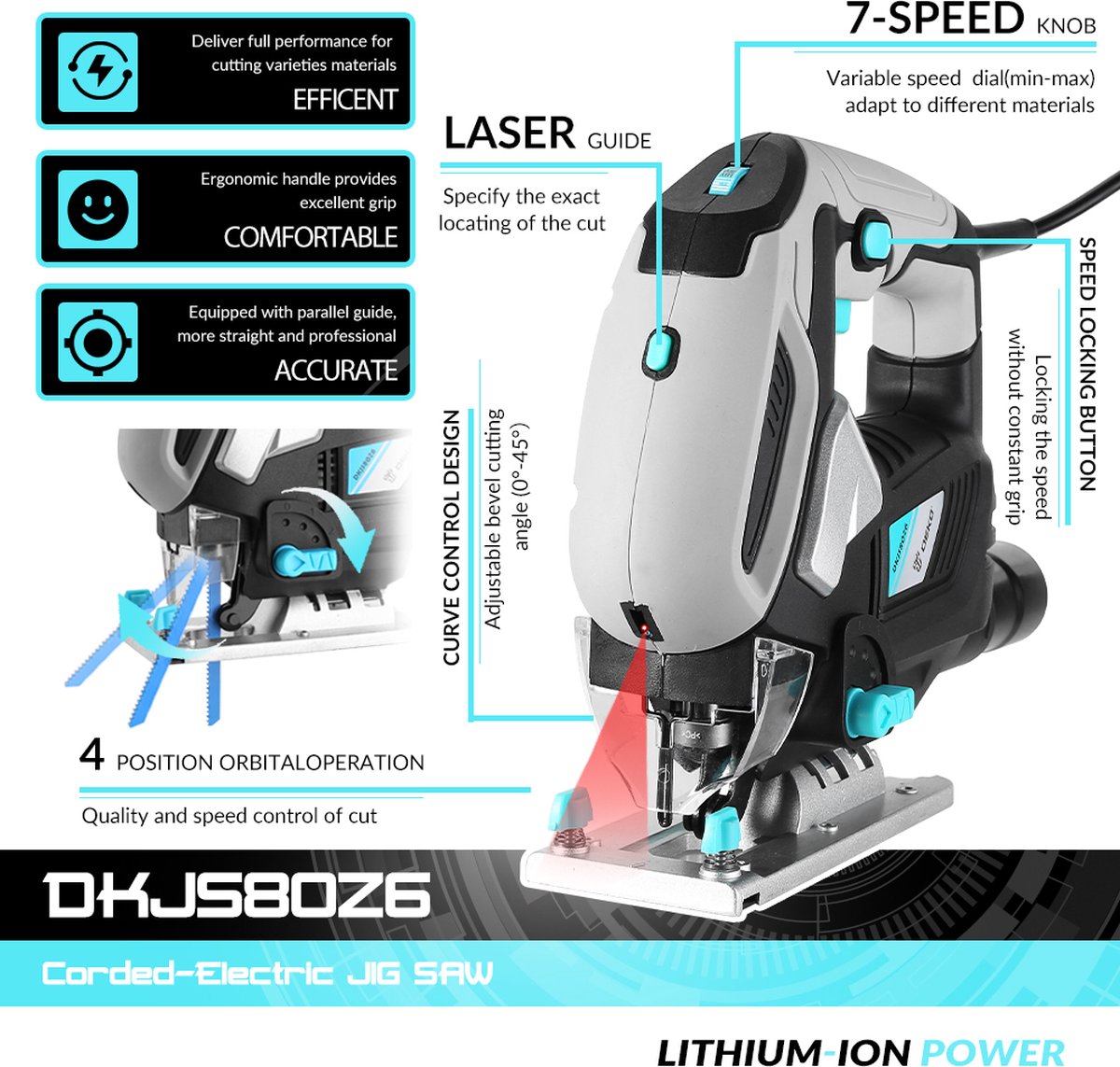 Deko - Elektrische Zaag - Decoupeerzaag met Laser - Multifunctioneel ...