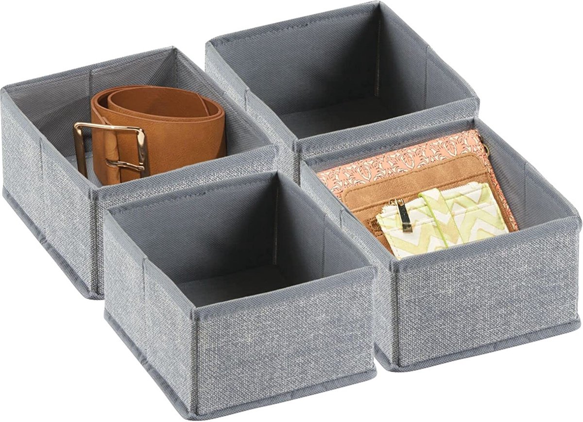 Set van 4 stoffen dozen voor kast of lade, de ideale opbergdoos (stof ...