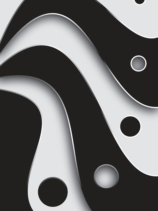Fotobehang - Vlies Behang - Golvend Patroon - Abstract - Kunst - Zwart ...