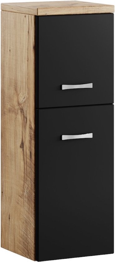 Badplaats Badkamerkast Malo 30 x 30 x 83 cm - Kastanje Eiken met Zwart ...