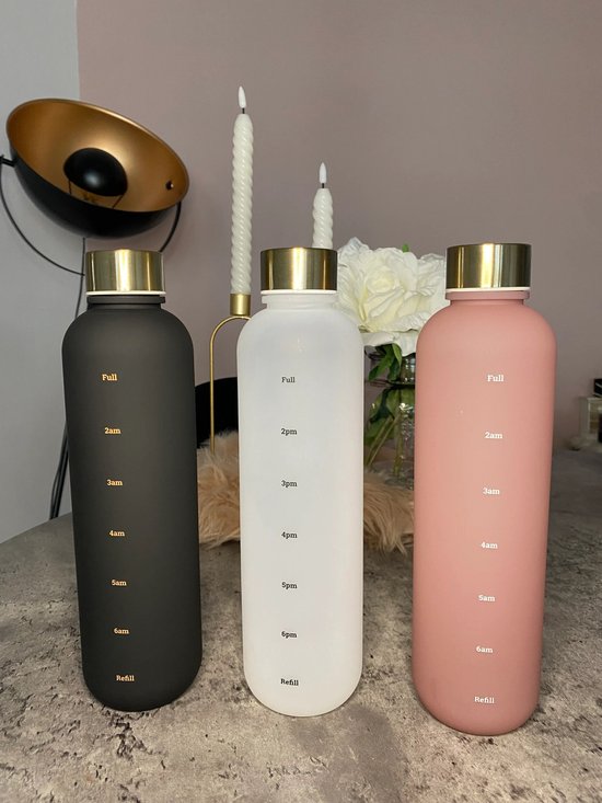Motivatie fles met tijden - 1L waterfles - BPA free - Sportfles ...