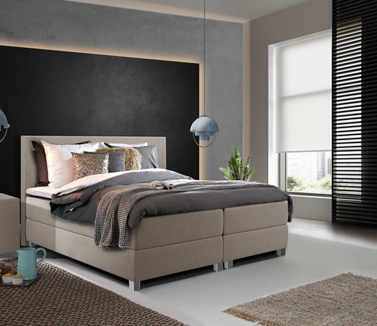 21Home® Boxspring 140x200 - Complete set met matras & topper - Beige | bol