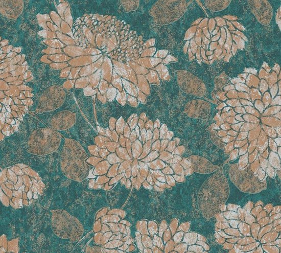 GROTE BLOEMEN BEHANG | Botanisch - groen goud - A.S. Création ...