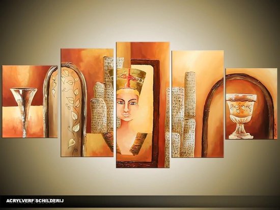 Schilderij - Egypte - Bruin, Crème - 150x70cm 5Luik - GroepArt ...