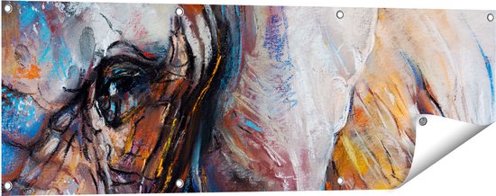 Gards Tuinposter Getekende Olifant van Dichtbij - Abstract - 120x40 cm ...