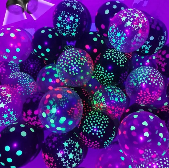 50 Stuks Neon Ballonnen - Glow in the dark feestartikelen -Verjaardag ...