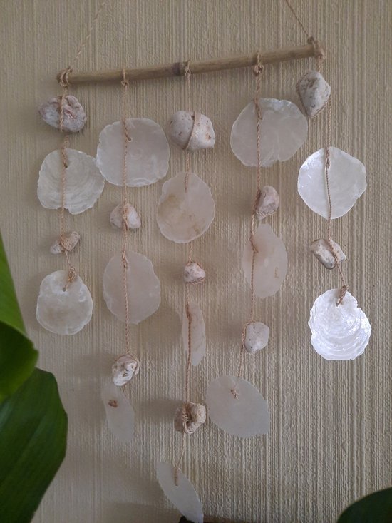 Mobile Capiz schelpen hanger | Schelpen hanger Ibiza | Bamboe | 65 cm ...