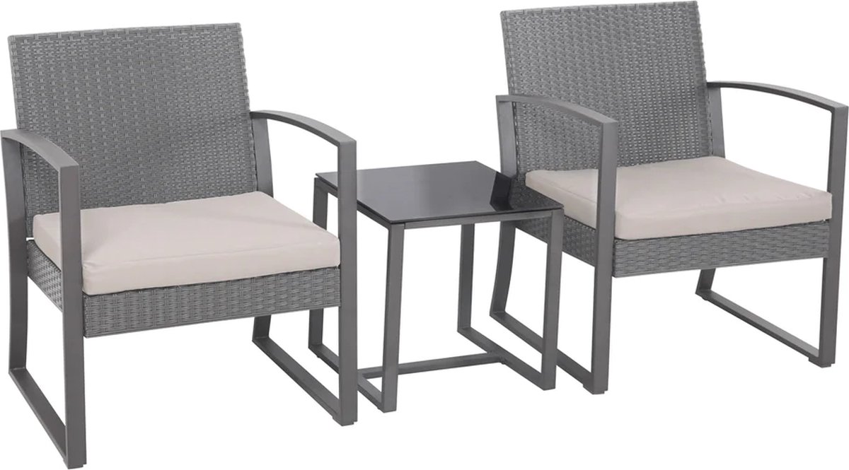 Tuinset - Tuinstoelen - Balkonset - Bistroset - Met tafel - Zwart | bol.com