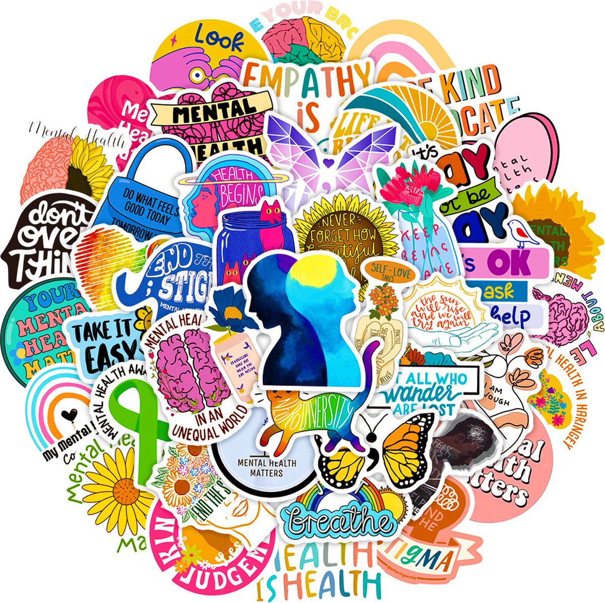 Mental Health Stickers - 50 Stuks - Bullet Journal - Mentale Gezondheid ...