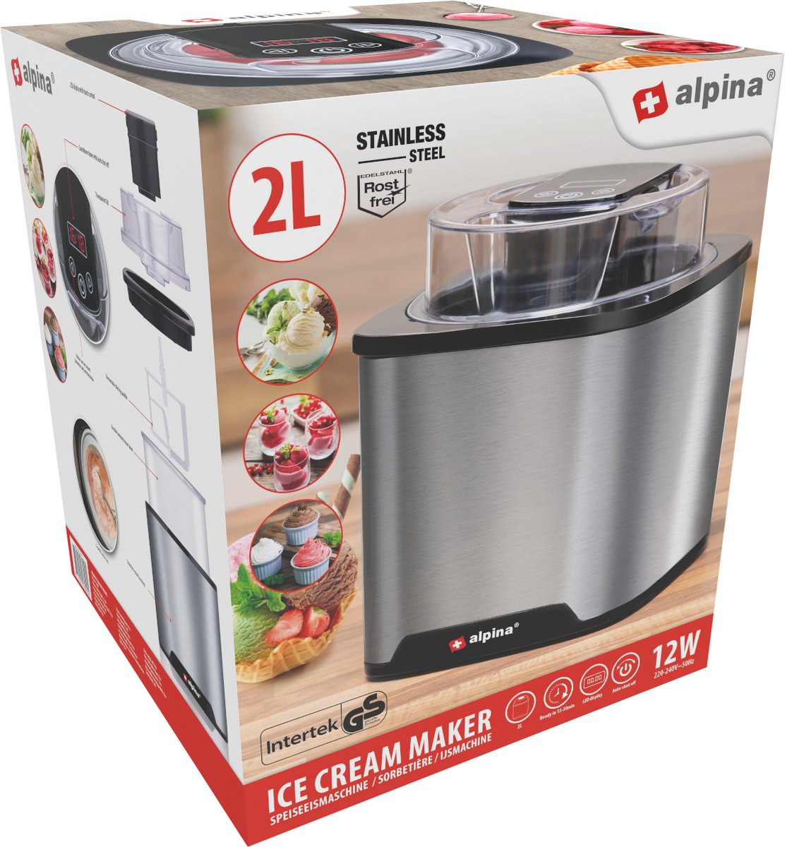 alpina IJsmachine - Roomijs, Frozen Yoghurt, Sorbet, etc - 2 L ...
