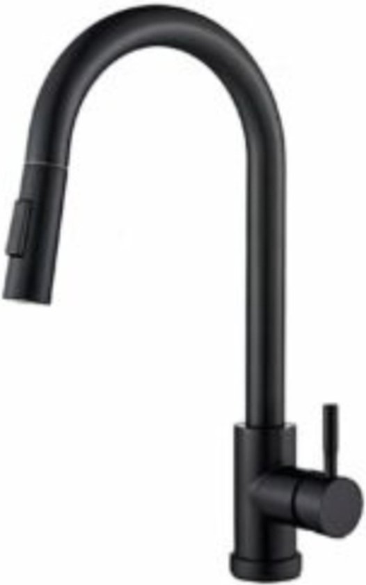 Keukenkraan zwart - Keukenkraan met uittrekbare uitloop - Keukenkraan met sproeikop | bol