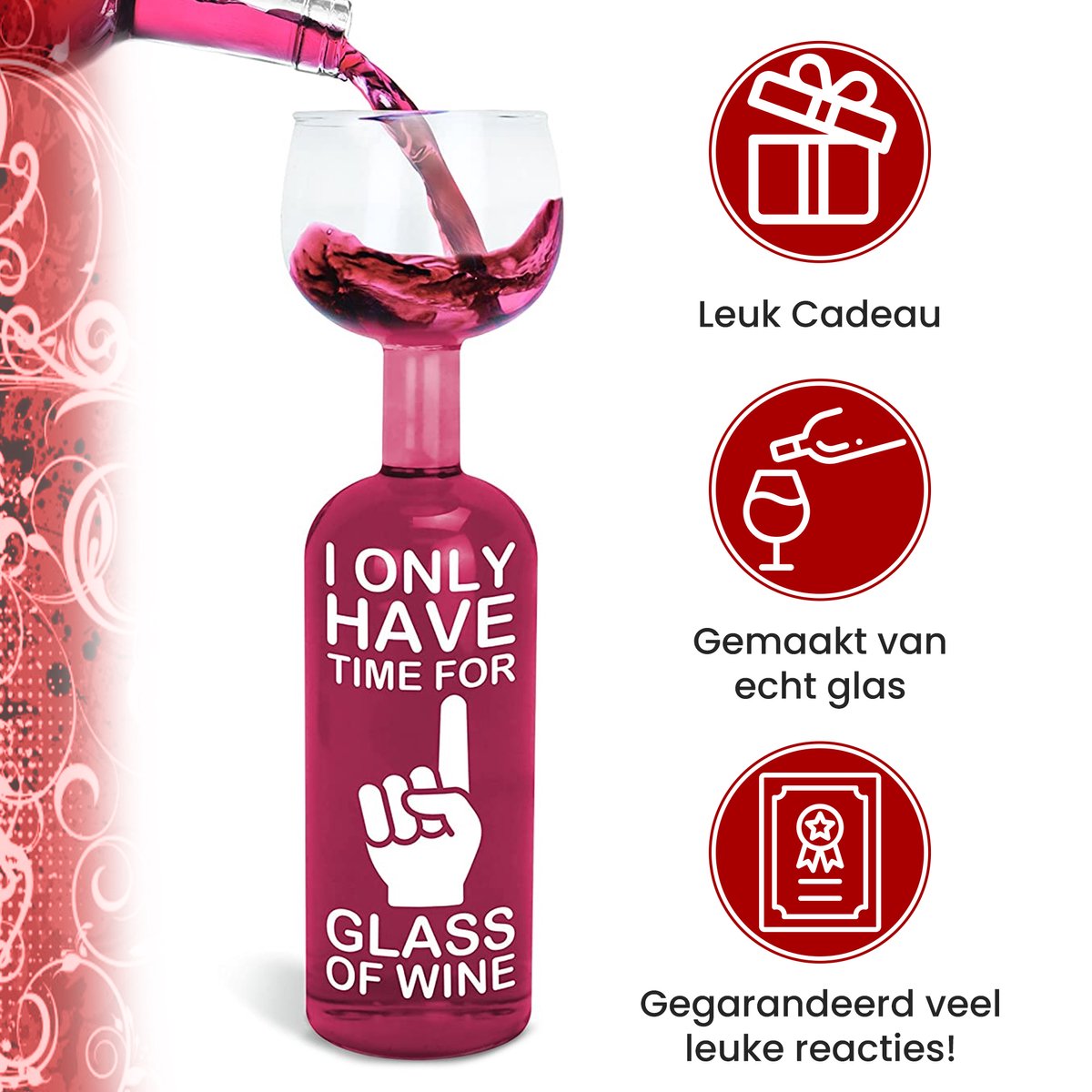 Malinsi Wijnglas Wijnfles - Grappige Wijnglazen Wijn Cadeau - 750ml ...