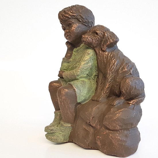 Geert Kunen / Skulptuur / Beeld / Jongen met hond - Groen / bruin ...