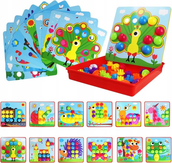 Mozaïek - Druk Knoppen - 58 delig - Montessori Speelgoed - Puzzel ...