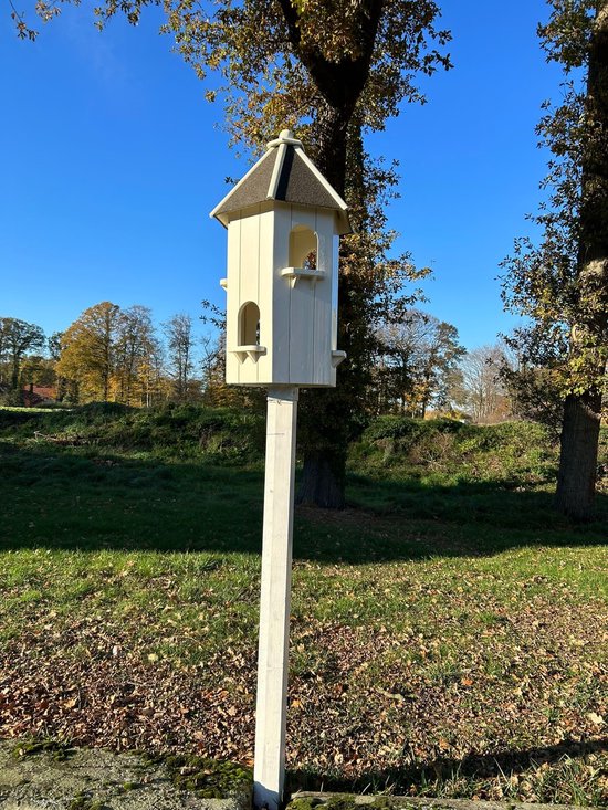 Duiventil XL - Handgemaakt, wit hout, voor paal - 88x50x50 cm | bol
