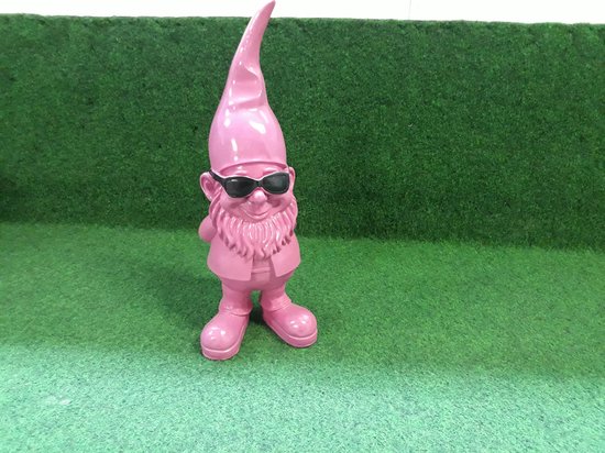 Coole roze tuinkabouter met zonnebril - Tuinbeeld - 41 cm | bol
