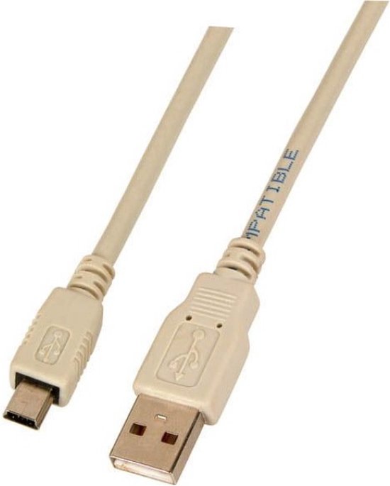USB-kabel 3 meter USB 2.0 USB A Mini-USB B Grijs | bol