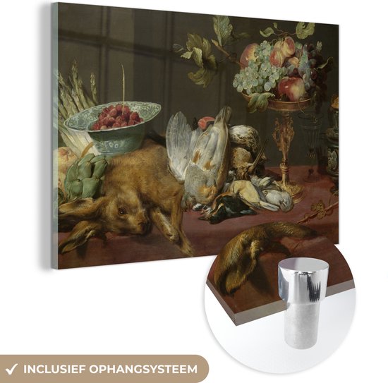 MuchoWow® Glasschilderij 150x100 cm - Schilderij acrylglas - Stilleven met dood wild,... | bol