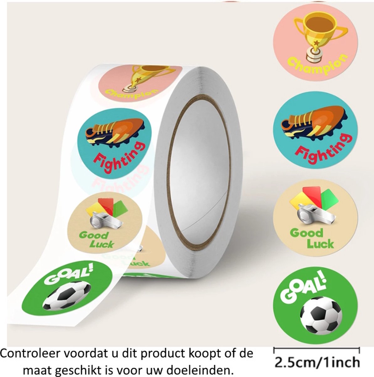 Rol met 500 Voetbal Stickers - 2.5 cm diameter - Beloning - Football ...
