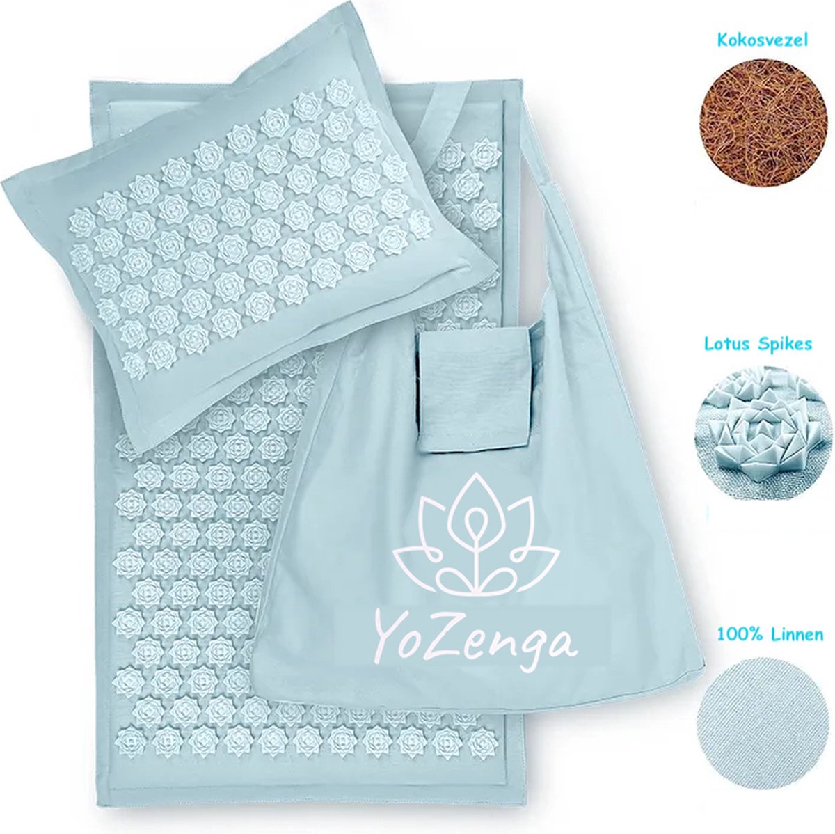 YoZenga Spijkermat & kussen Lotus Beau Blue - Acupressuur Mat ...