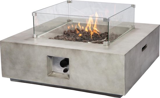 Teamson Home - Vierkant Beton Propaan Gas Vuurtafel - Vuurkorf Buiten ...