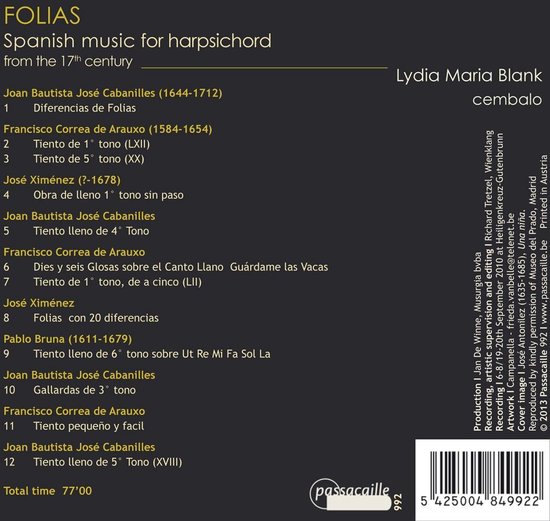 Lydia Maria Blank - Folias - Spanish Music For The Harpsichord From The ...