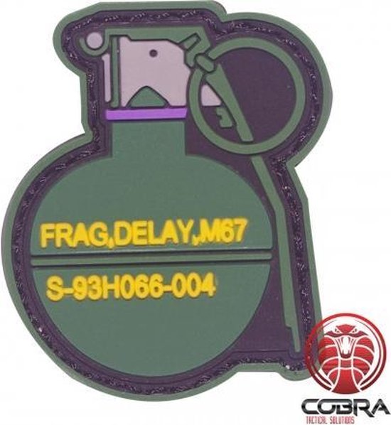 Frag, Delay, M67 grenade paarse PVC patch embleem met velcro | bol