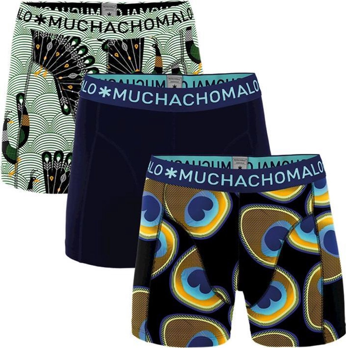Muchachomalo - Jongens - 3-Pack Proud As A Peacock Boxershorts - Zwart ...