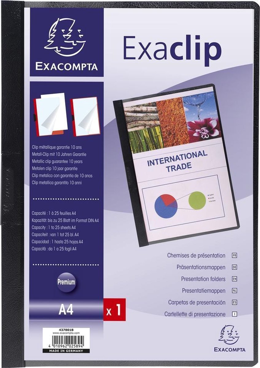 25x Presentatiemap Exaclip - A4, Zwart | bol.com