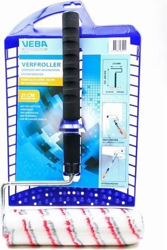 Verfroller 21 cm met verfrooster en verlengsteel - Verfrol/vachtrol 21 ...