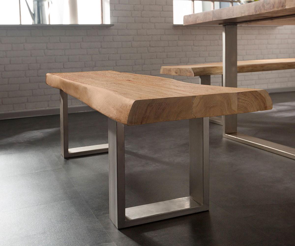 Bank van massief hout Live-Edge Acacia natuur 195x40 frame smal bank ...