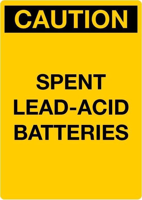 Sticker 'Caution: Spent lead acid batteries' 297 x 210 mm (A4) | bol