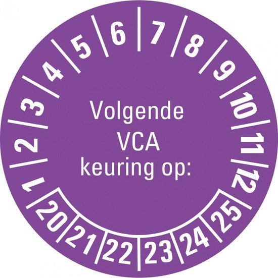 Volgende VCA keuring op sticker 21-26, PVC 30 mm - 18 per kaart | bol.com