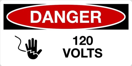 Sticker 'Danger: 120 Volts' 200 x 100 mm | bol.com