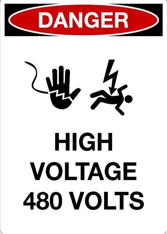 Sticker 'Danger: High voltage 480 Volts' 105 x 148 mm (A6) | bol