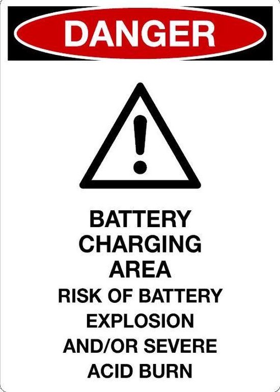 Sticker 'Danger: Battery charging area, risk of acid burn' 297 x 210 mm ...